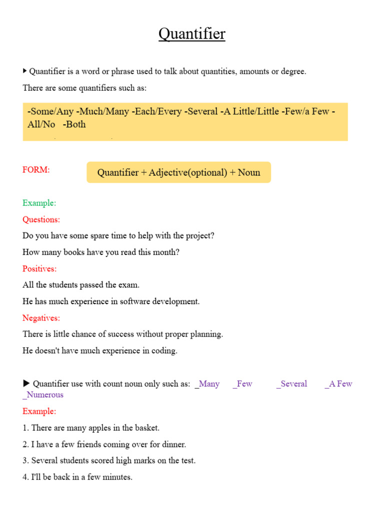 Quantifier Point 1 | PDF