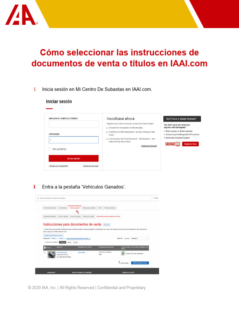 Instrucciones para Documentos en IAAI.com | PDF