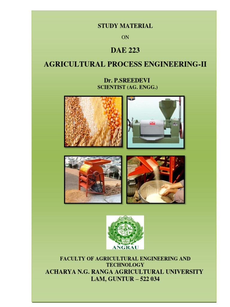 DAE 223 Agricultural Process Engineering II | PDF