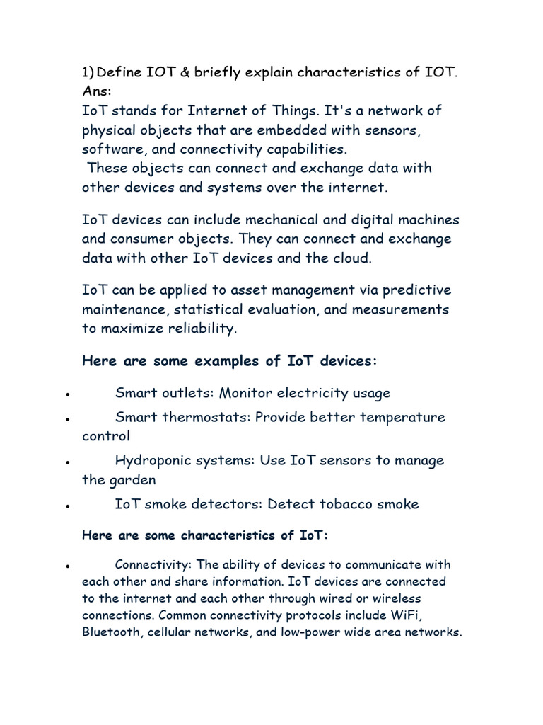 Iot QB Final by Dev | PDF | Internet Of Things | Computer Data Storage