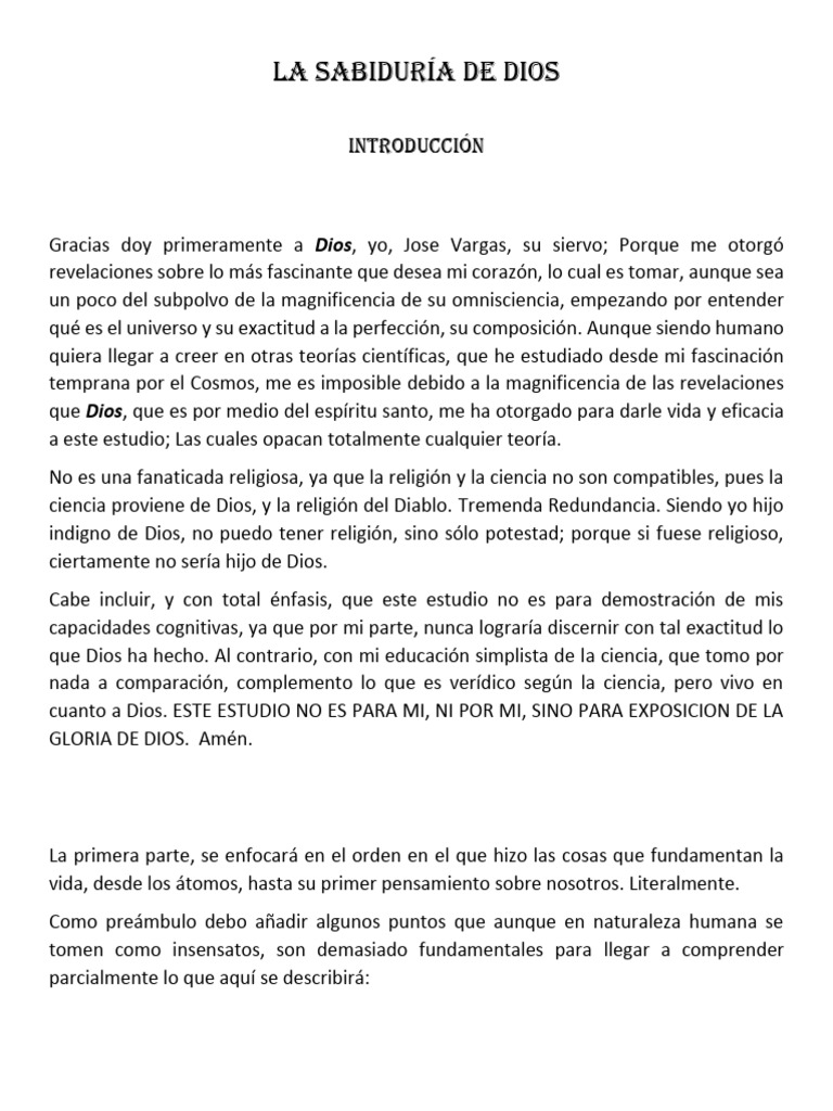 La Sabiduría de Dios | PDF | Dios | espíritu Santo