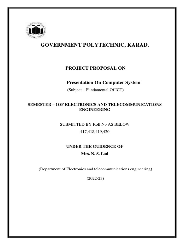 Government Polytechnic, Karad.: Project Proposal On | PDF