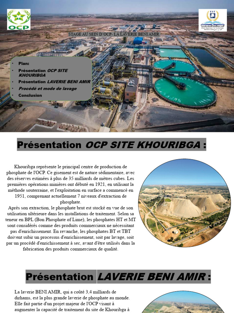 Stage Au Sein D'ocp - La Laverie Beni Amir | PDF | Chimie | Matériaux Stage Au Sein D'ocp - La Laverie Beni Amir | PDF | Chimie | Matériaux