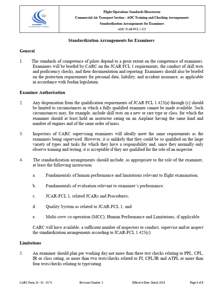 0174-Standardization Arrangements For Examiners 2 | PDF | Flight ...