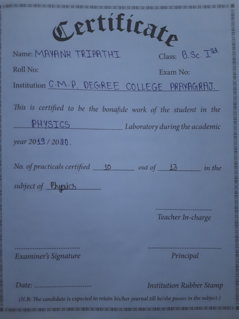 BSC 1st Physics Practical File | PDF