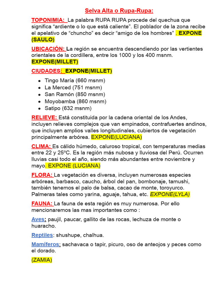 Selva Alta o Rupa | PDF