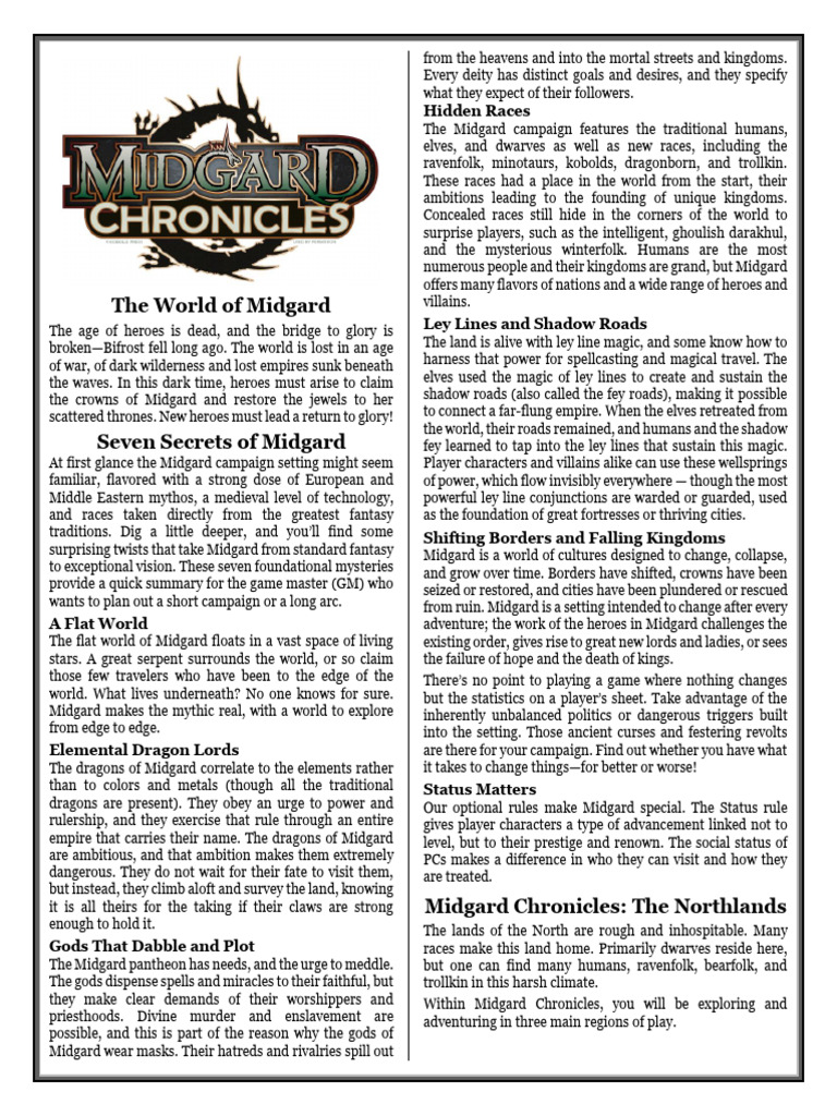 Midgard Chronicles Primer - 613d3ede783ff | PDF | Dwarf (Dungeons & Dragons)