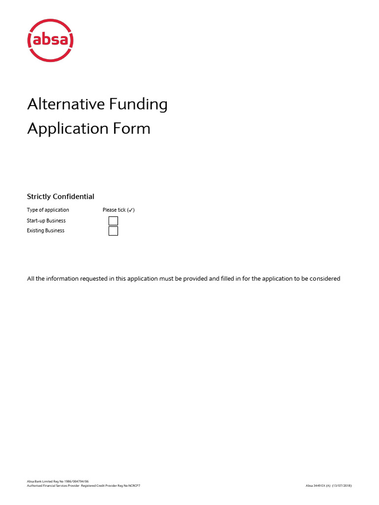 Alternative Funding Application Form | PDF | Loans | Banks