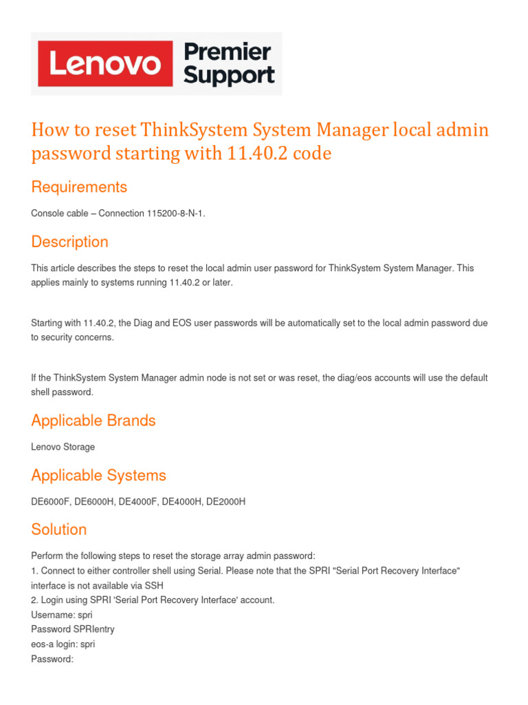 How To Reset DE Series Default Password | PDF | Business | Computers
