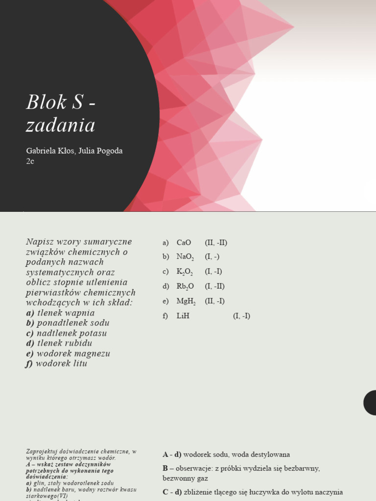 Blok S - Zadania | PDF
