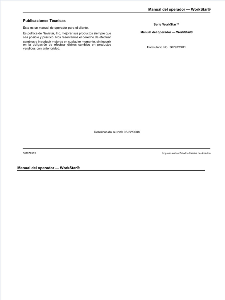 Vdocuments - MX Manual de Operador Workstar 5616bdd2dd2ee | PDF | Eje | Tracción en las cuatro ...