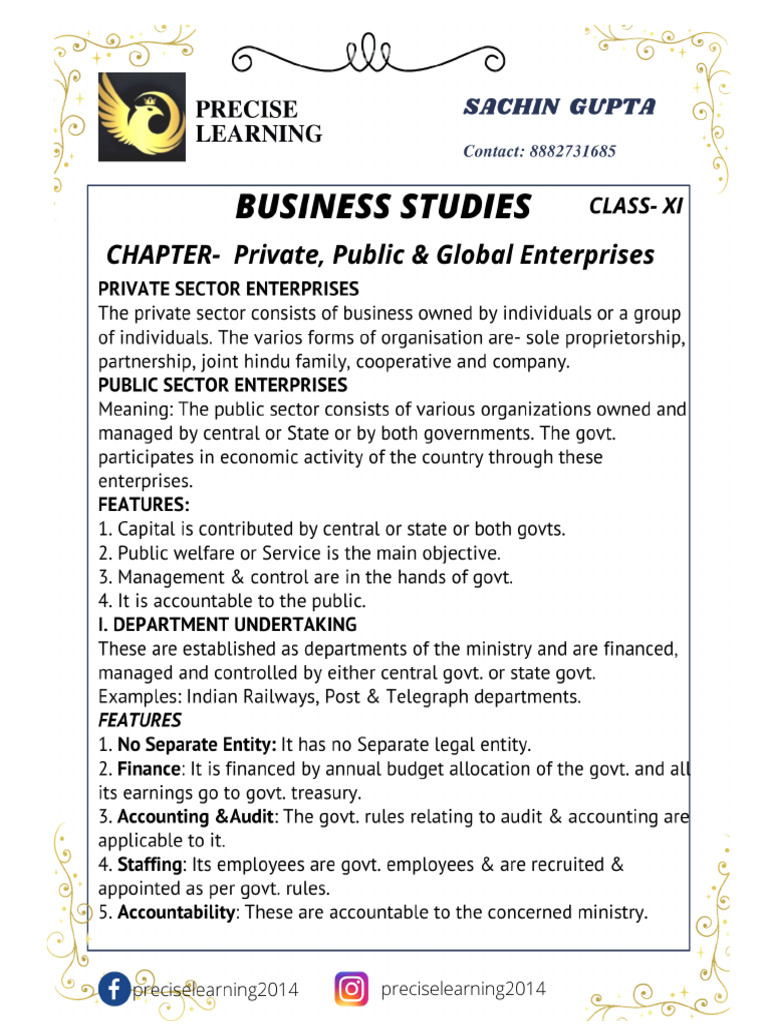 Business Studies Class 11 CH 3 | PDF