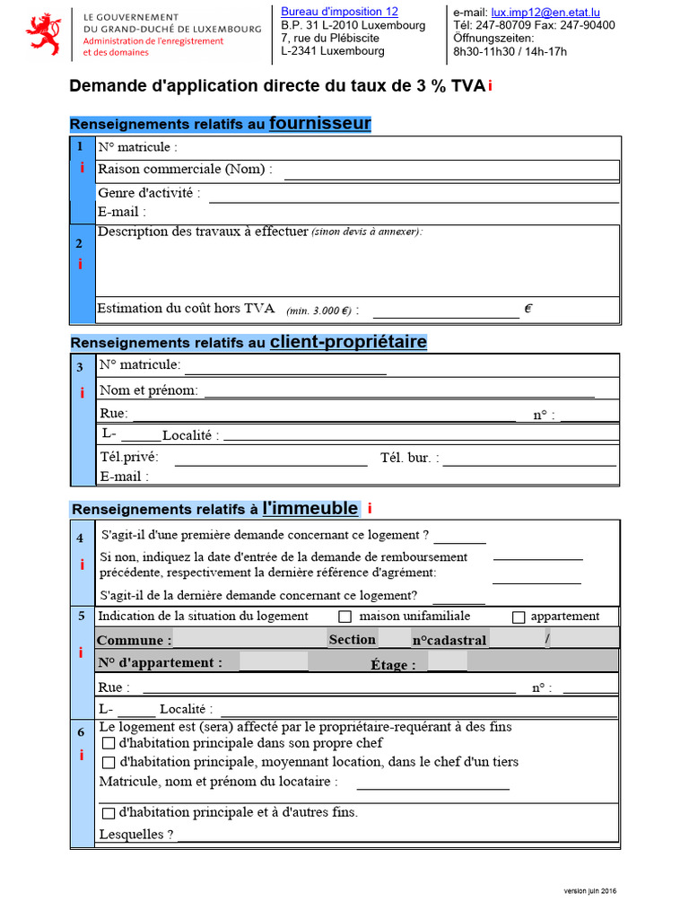 TVA - 3% - Form Agrement FR Version 06 16 | PDF | Logement