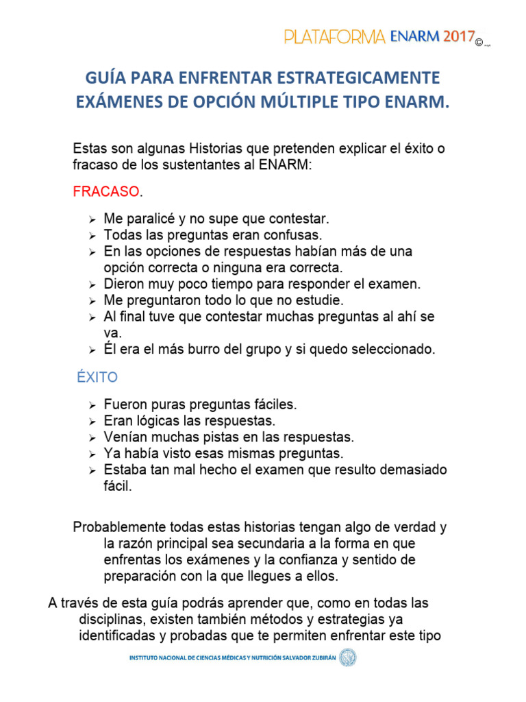 Estrategias para el ENARM 2024 | PDF | Examen de licencia médica de ...