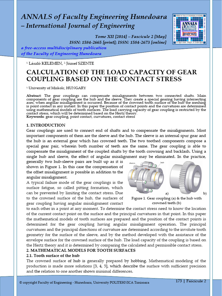 Calculation of The Load Capacity of Gear Coupling Based On The Contact ...