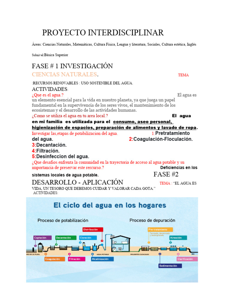 Proyecto Interdisciplinar 8vo D | PDF | Agua | Agua potable