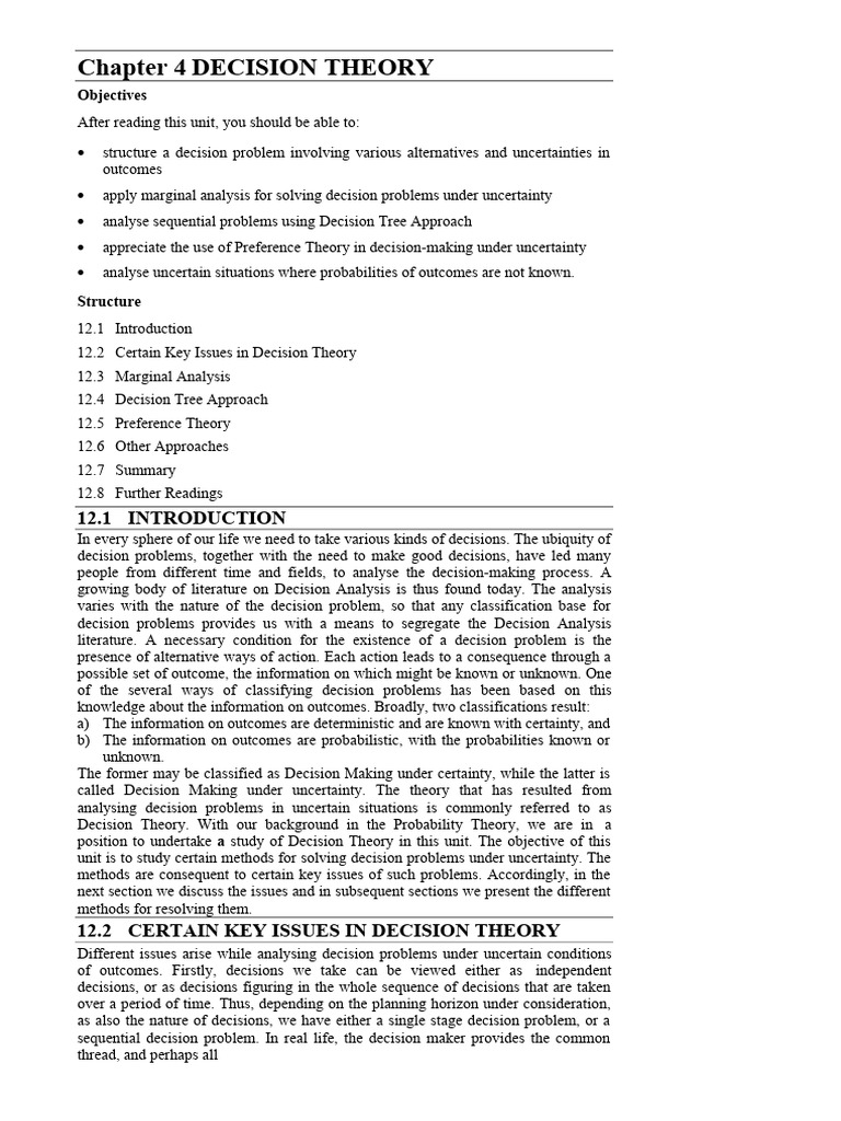 Chapter 4 Decision Theory | PDF