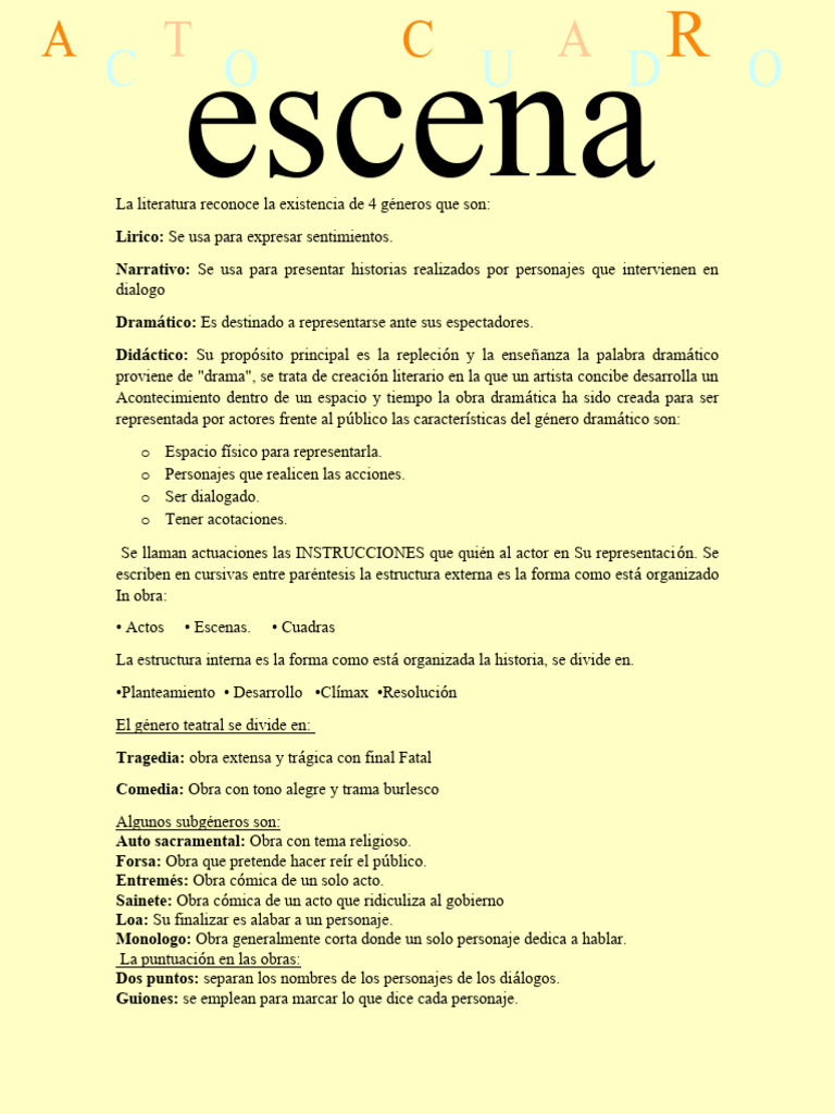 Acto, Cuadro y Escena | PDF | Las artes