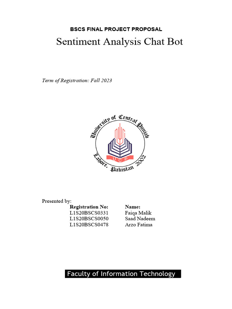 Sentiment Analysis Chatbot Proposal | PDF | Artificial Intelligence | Intelligence (AI) & Semantics