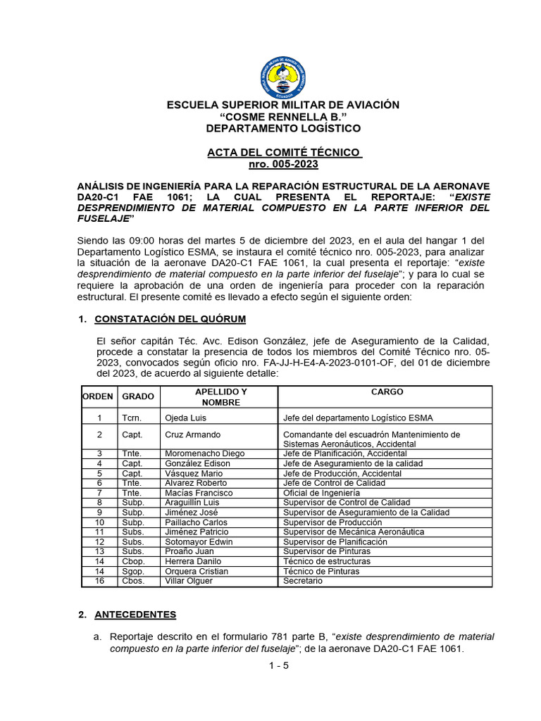 Comite Tecnico 005-2023 Rep. Estructural Da20-C1 Fae 1061-Signed (1 ... Comite Tecnico 005-2023 Rep. Estructural Da20-C1 Fae 1061-Signed (1 ...