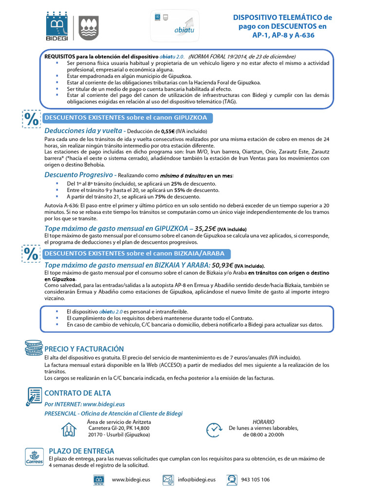 Descuentos BIDEGI AP-8 y AP-1 01.01.2023 ERD Abiatu 2.0 A636 V3 | PDF