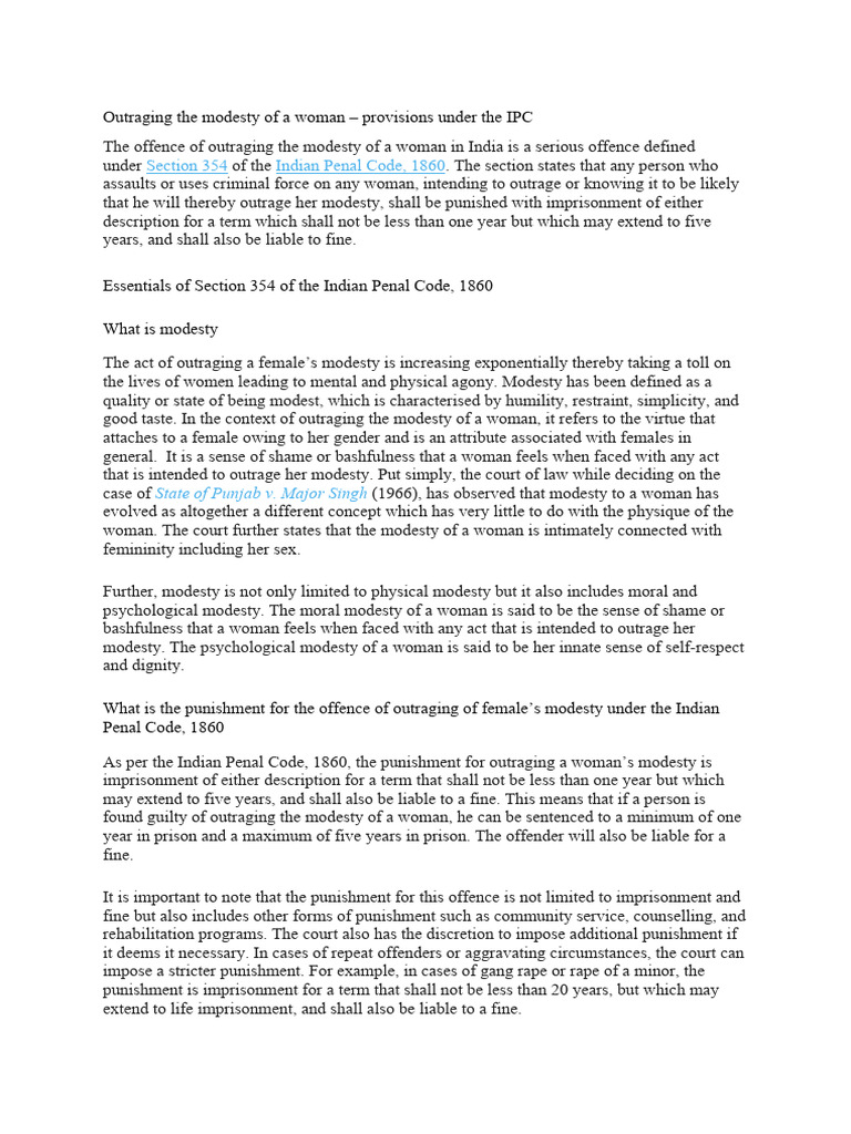 Outraging Women's Modesty in IPC | PDF | Crimes | Crime & Violence