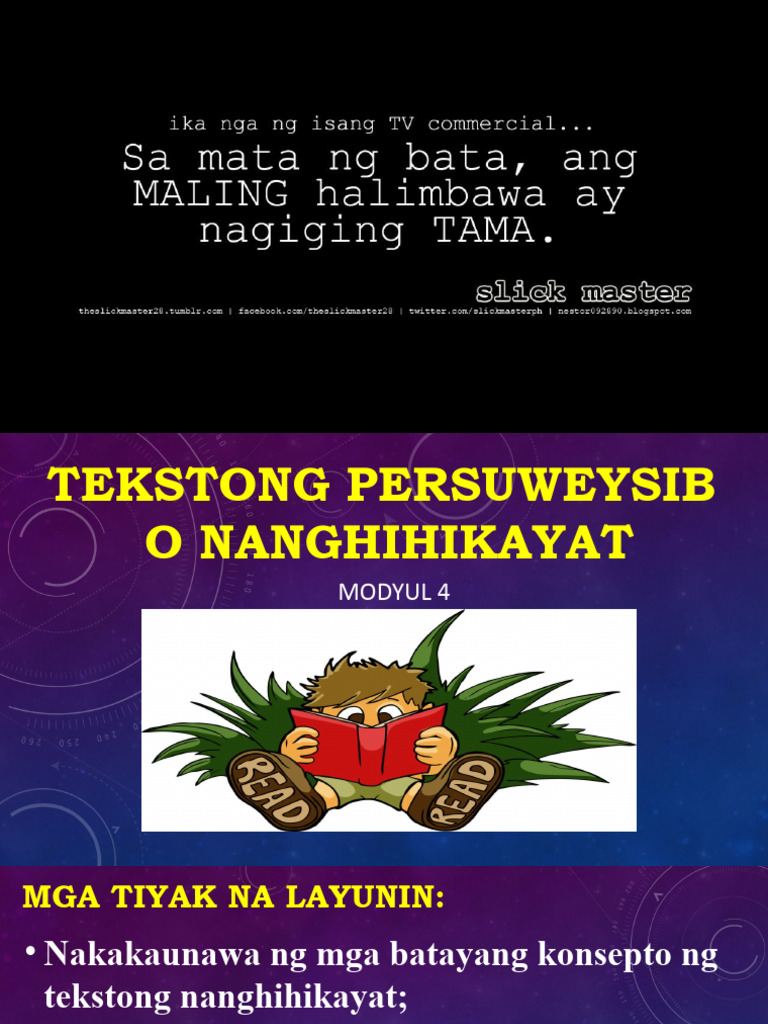 Tekstong Persweysib o Nanghihikayat | PDF