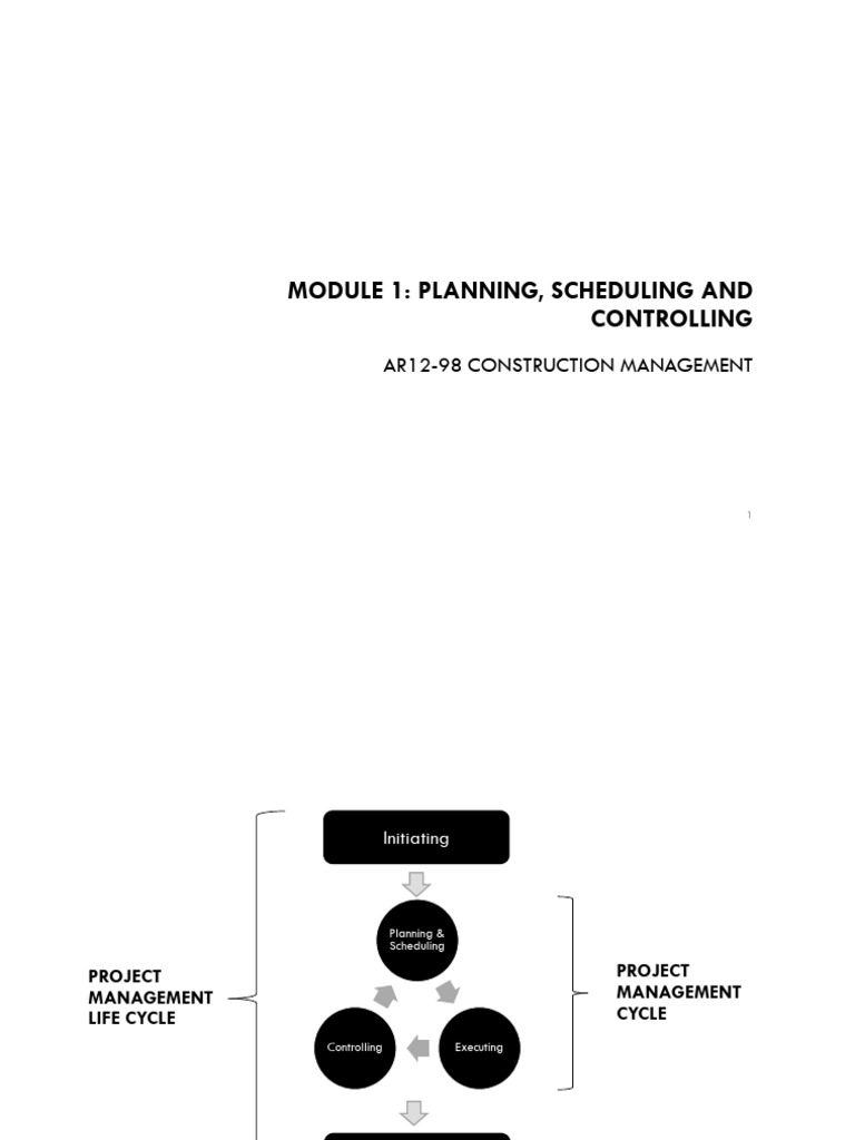 Module 1: Planning, Scheduling and Controlling: Ar12-98 Construction Management | PDF