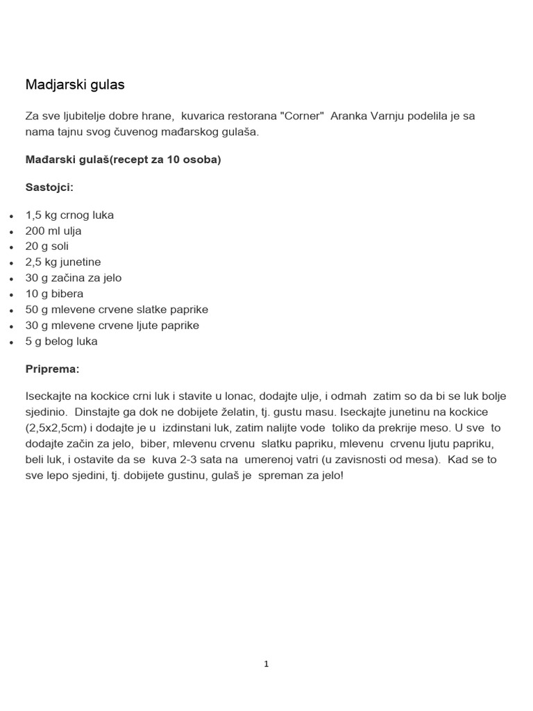Gulas madjarski | PDF