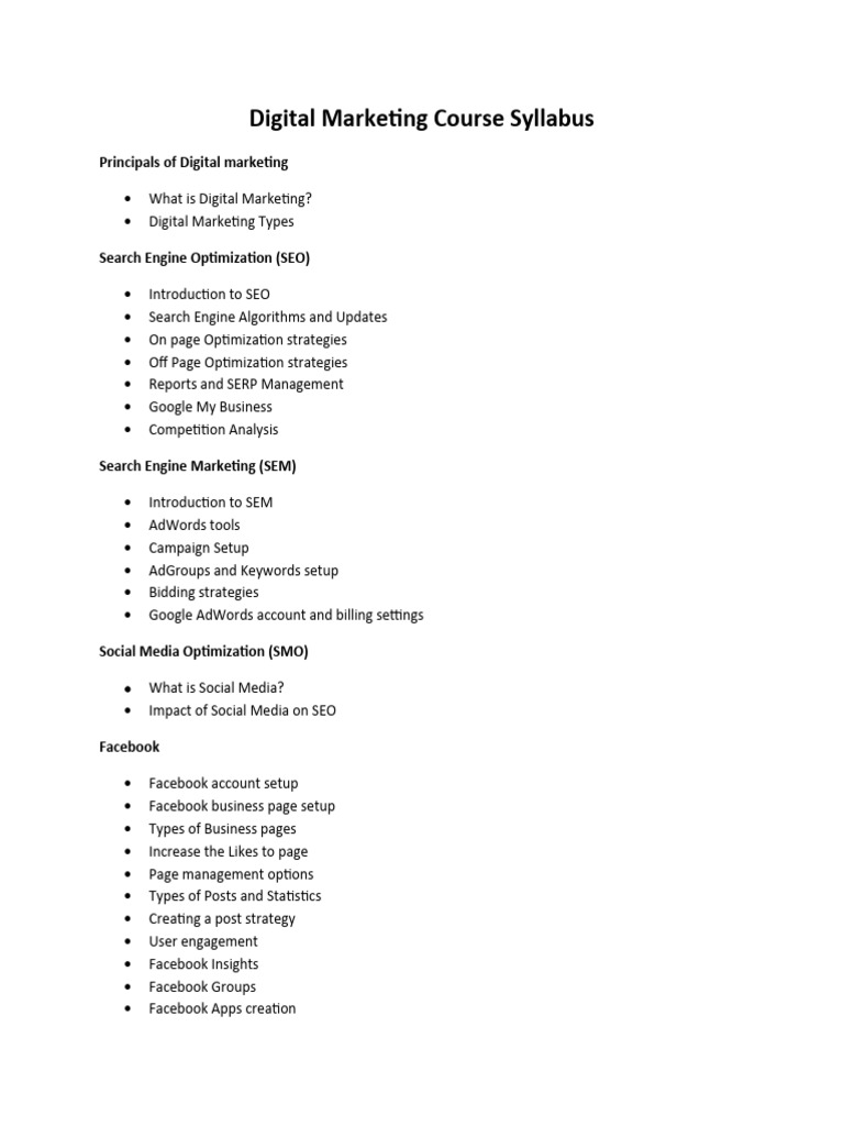 Digital Marketing Syllabus | PDF