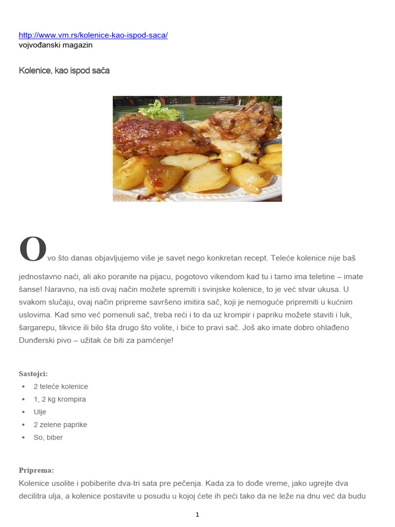Kolenice Butkice Telece Vojvodjanski Magazin | PDF