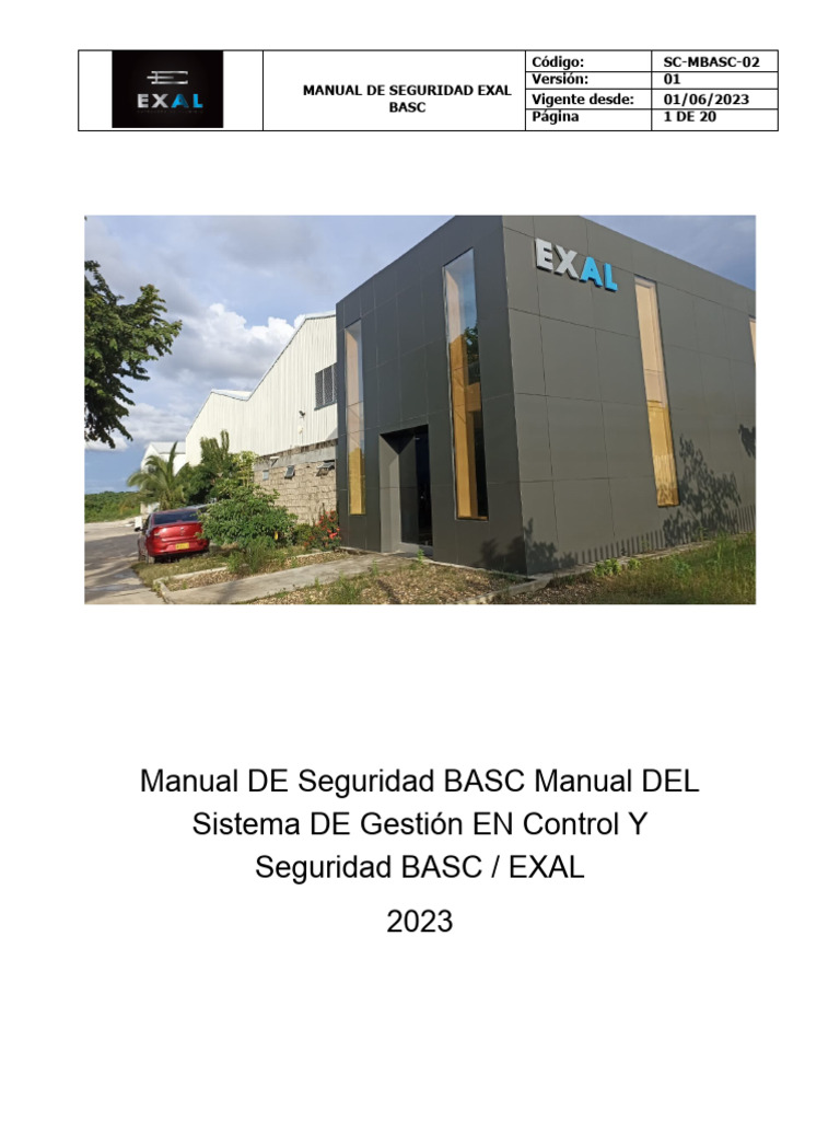 Manual de Seguridad BASC - EXAL 2023 | PDF | Business | Calidad (comercial)