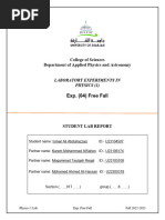 Lab Report Free Fall Motion | PDF | Velocity | Gravity