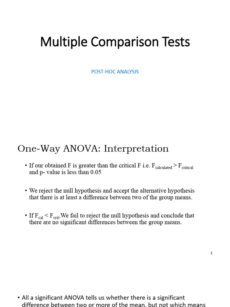 Multiple Comparison Tests - POST-HOC ANALYSIS 2023-2024 | PDF Multiple Comparison Tests - POST-HOC ANALYSIS 2023-2024 | PDF