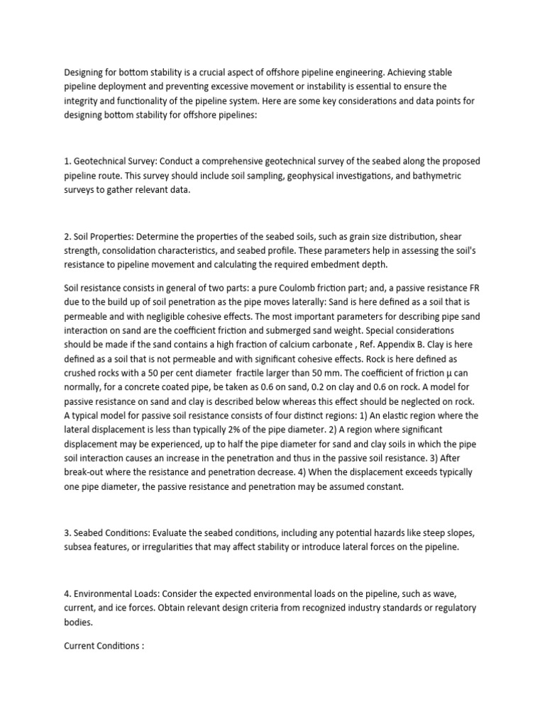 Offshore Pipeline Bottom Stability Design | PDF | Friction ...