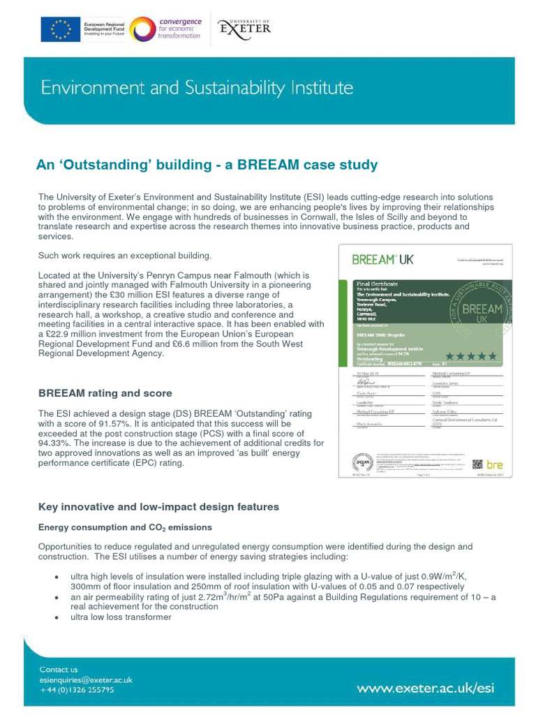 An Outstanding Building - A BREEAM Case Study UPDATED CERT | PDF | Cogeneration | Refrigerator