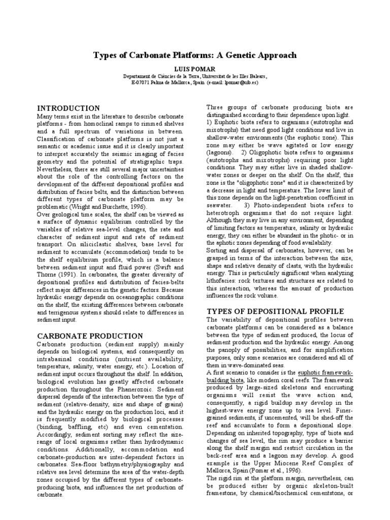 Carbonate Platform Facies Models | PDF | Continental Shelf | Coral Reef