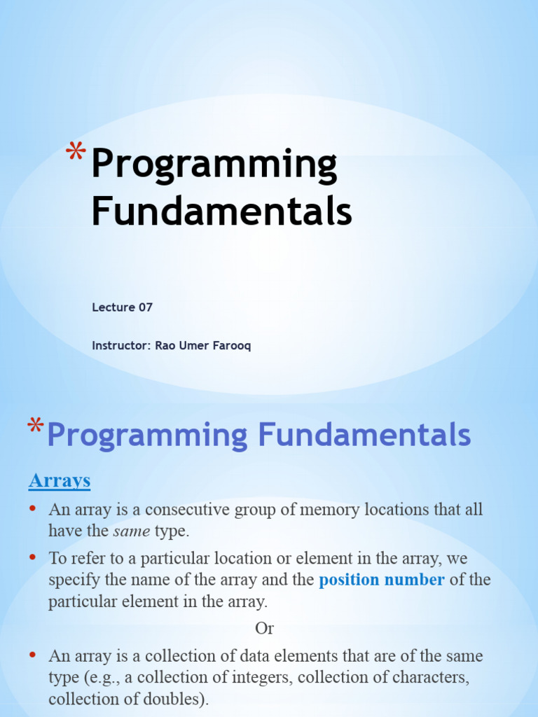 Programming Fundamentals Lec 07 | PDF | Integer (Computer Science) | Software Engineering