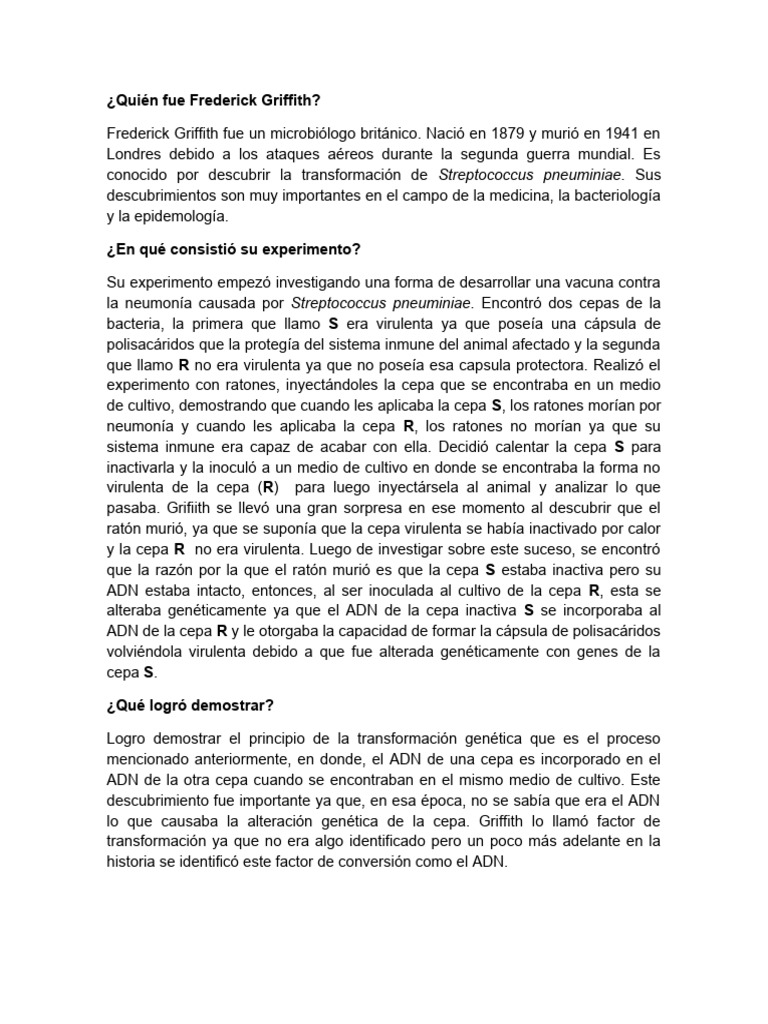 Frederick Griffith | PDF