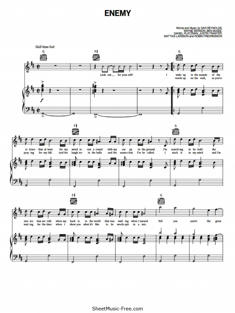 Enemy Sheet Music Imagine Dragons | PDF