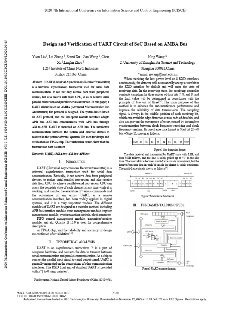 UART Circuit Design for AMBA SoC | PDF
