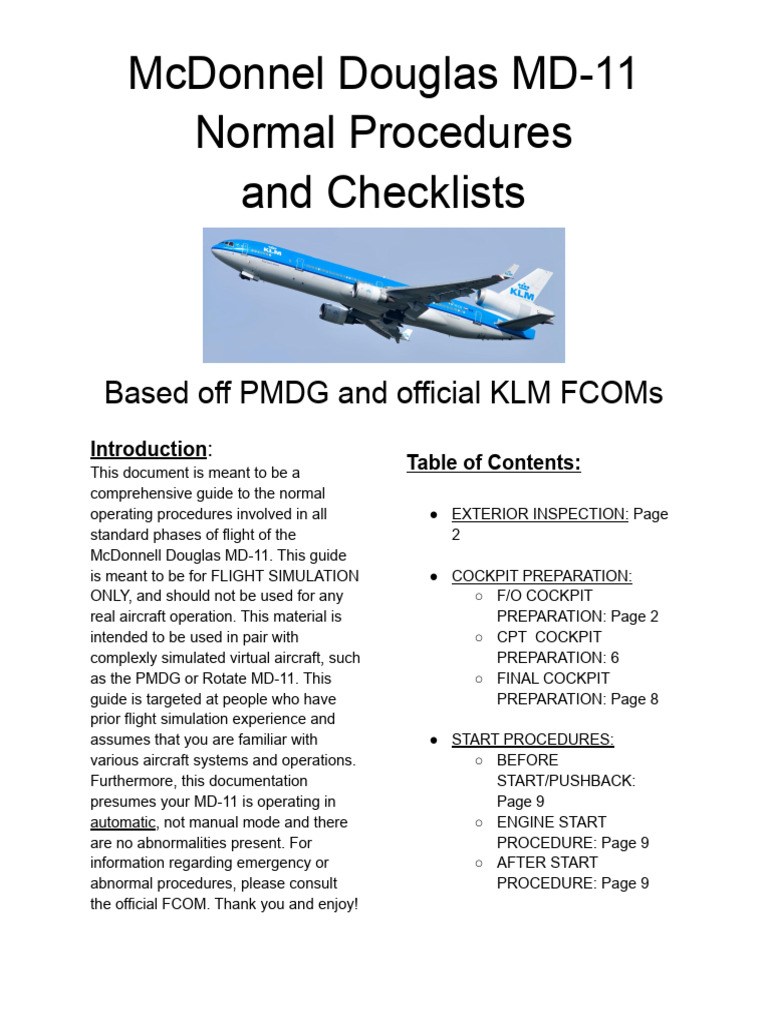 Md 11 Checklist Pdf Takeoff Flap Aeronautics