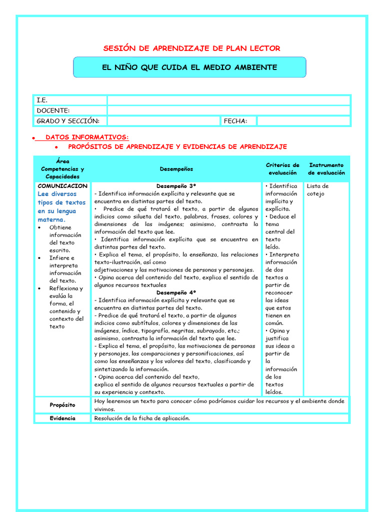 IV Ses PL Vier 27 El Niño Que Cuida El Medio Ambiente | PDF
