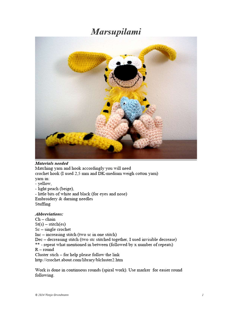 Amigurumi-Marsupilami-PDF-Crochet-Free-Pattern | PDF | Crochet | Needlework
