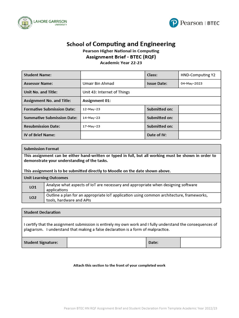 Unit 43 IOT - Assignment 01 | PDF | Internet Of Things | Application ...
