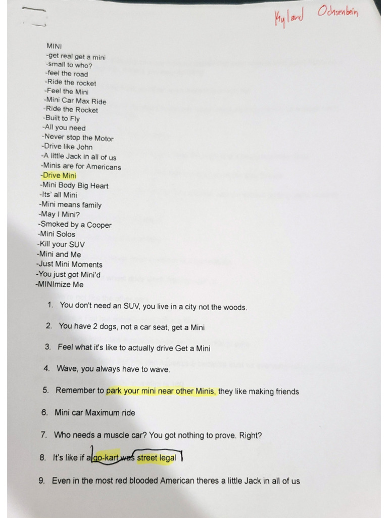 25 Social Media Headline+Caption Mini Cooper+Feedback | PDF