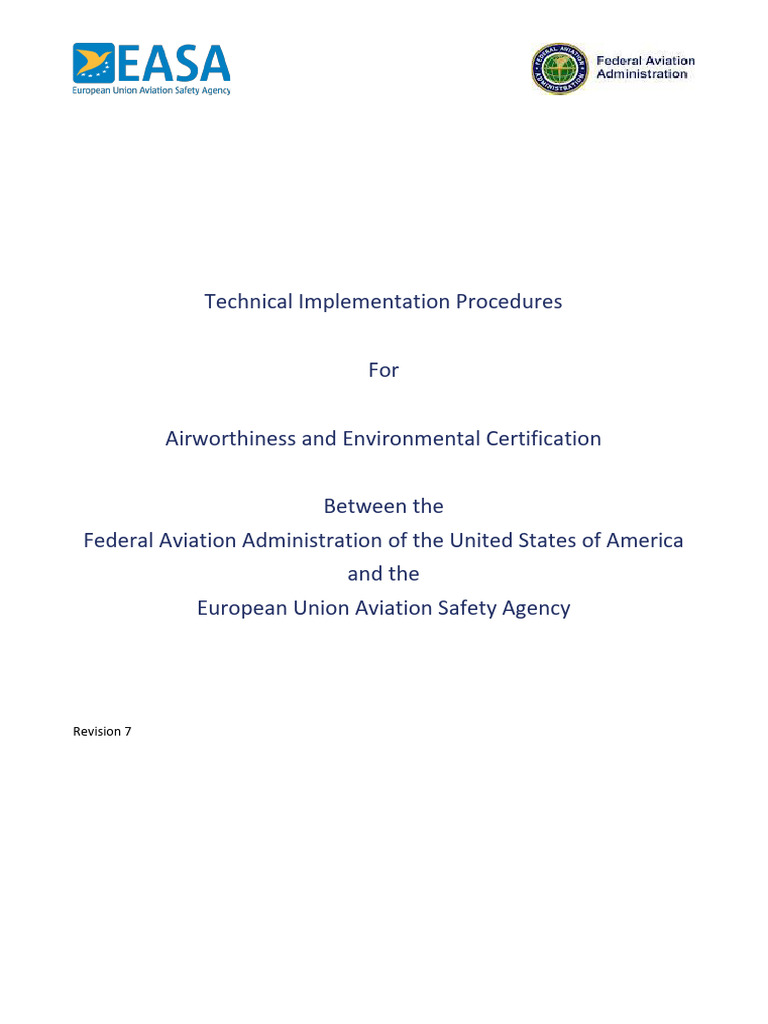 EASA-FAA Technical Implementation Procedures For Airworthiness and ...