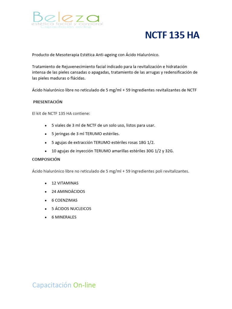 NCTF 135 HA: Protocolo y Beneficios | PDF | Ácido | Proteínas
