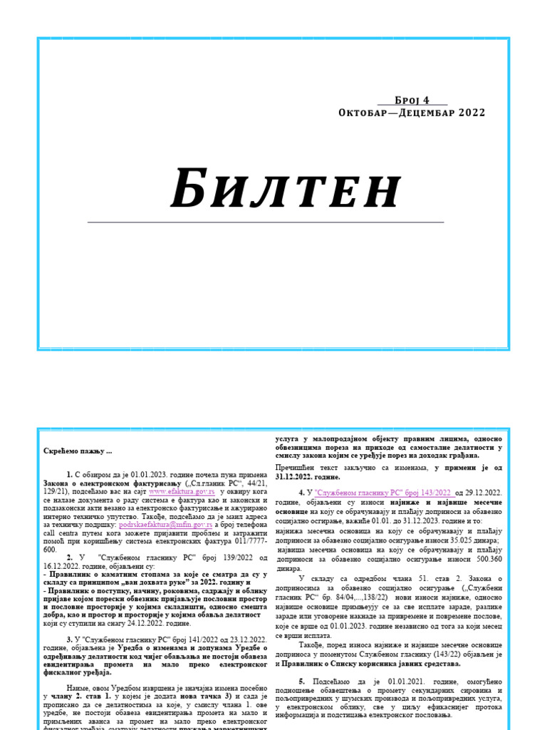 Bilten Oktobar - Decembar 2022 | PDF