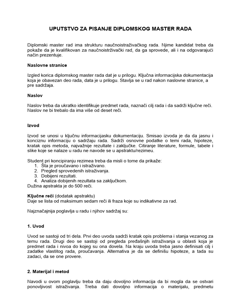 Uputstvo Master | PDF